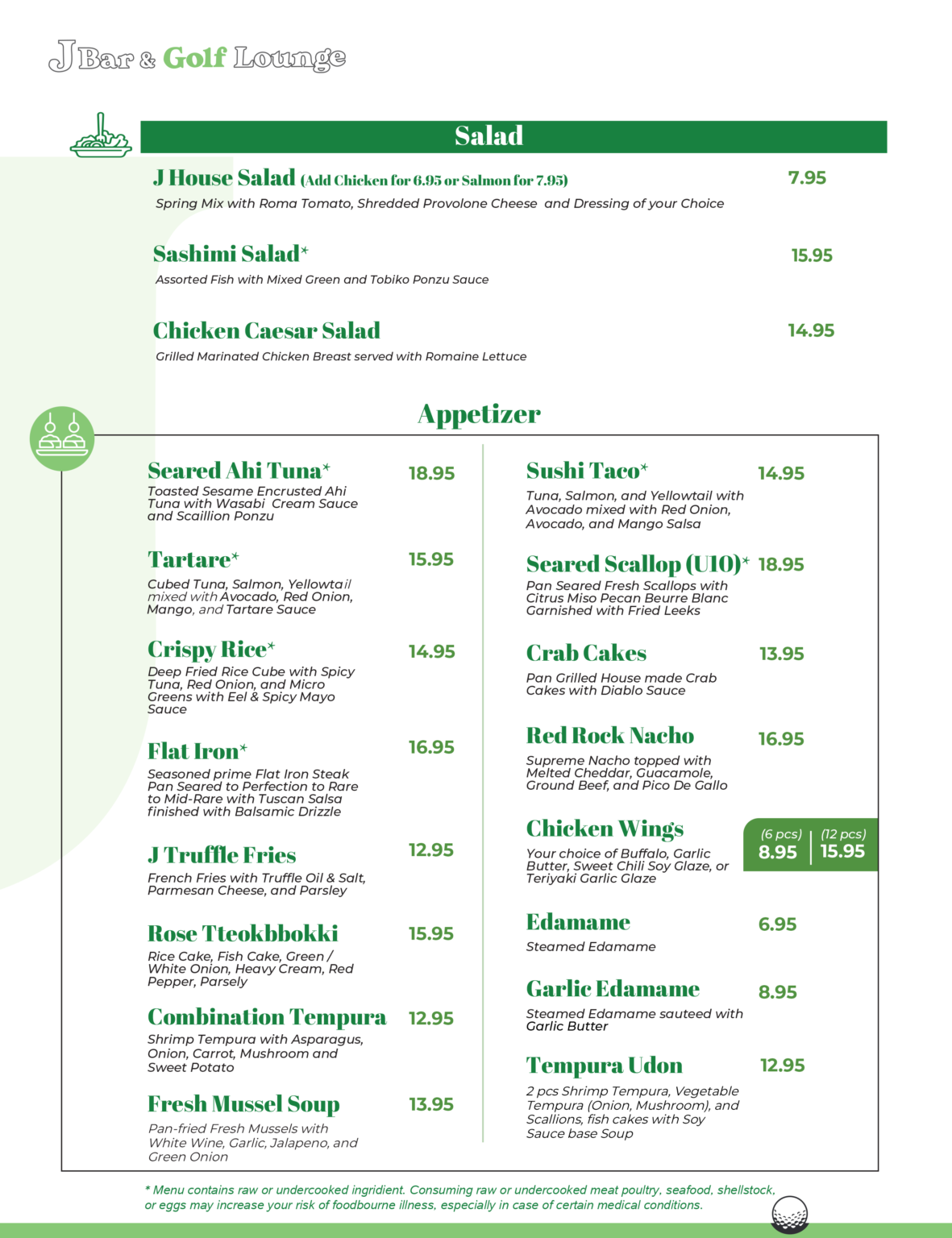 Food and Drink – J Bar & Golf Lounge