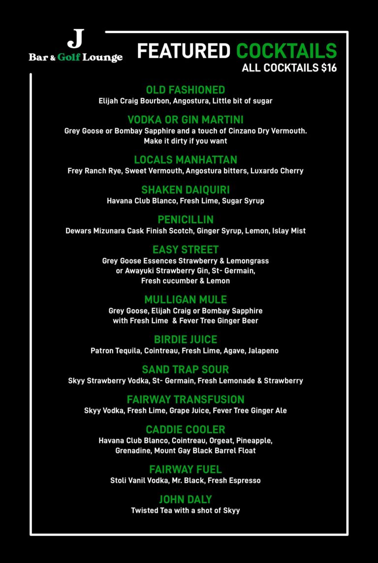 Food and Drink – J Bar & Golf Lounge