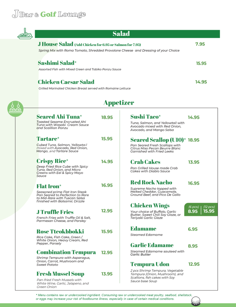 Food and Drink – J Bar & Golf Lounge